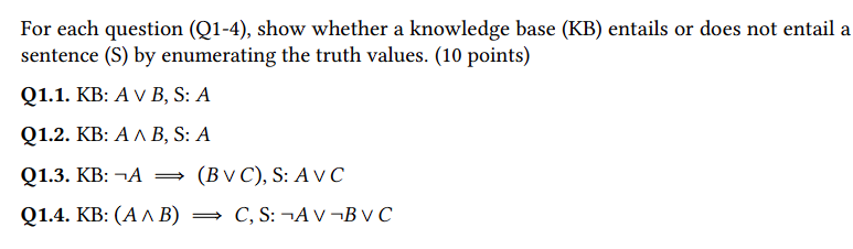 Solved For each question (Q1-4), show whether a knowledge | Chegg.com