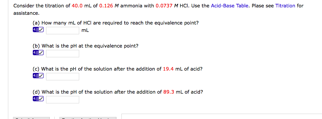 Solved Consider the titration of 40.0 mL of 0.126 M ammonia | Chegg.com