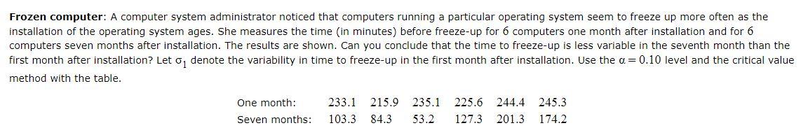 Solved Frozen computer: A computer system administrator | Chegg.com