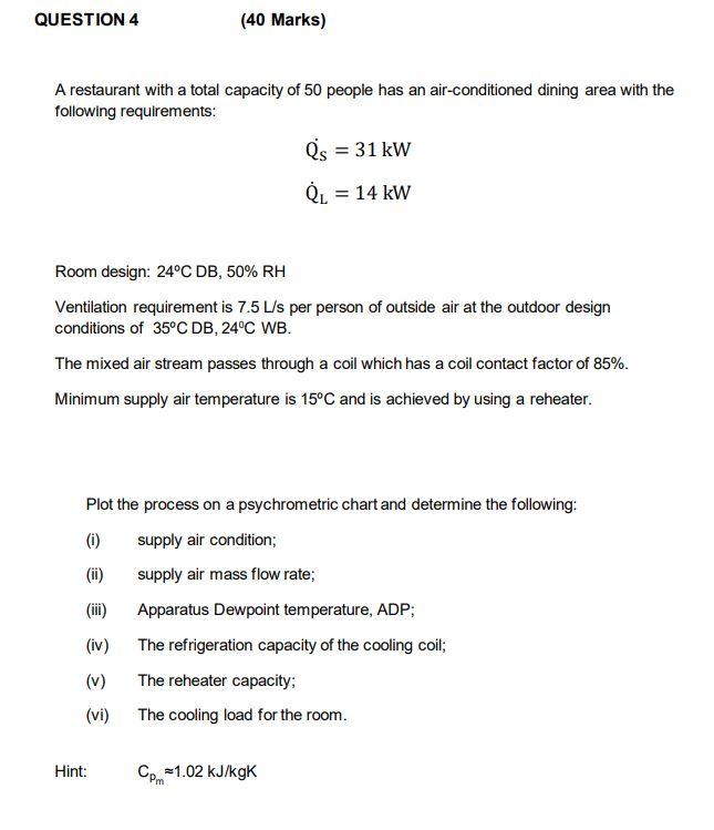 A restaurant with a total capacity of 50 people has | Chegg.com