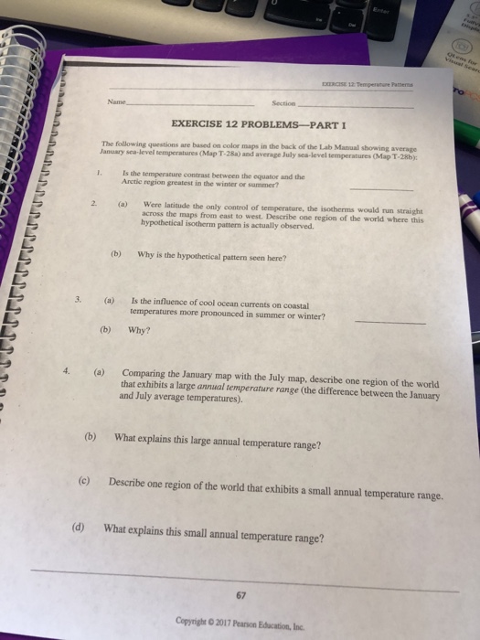 Solved T-28 T-28a Average January sea-level temperatures. | Chegg.com