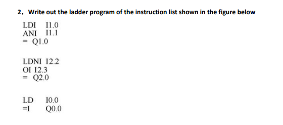 Solved 2. Write out the ladder program of the instruction | Chegg.com