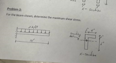 Solved For the beam shown, determine the maximum shear | Chegg.com