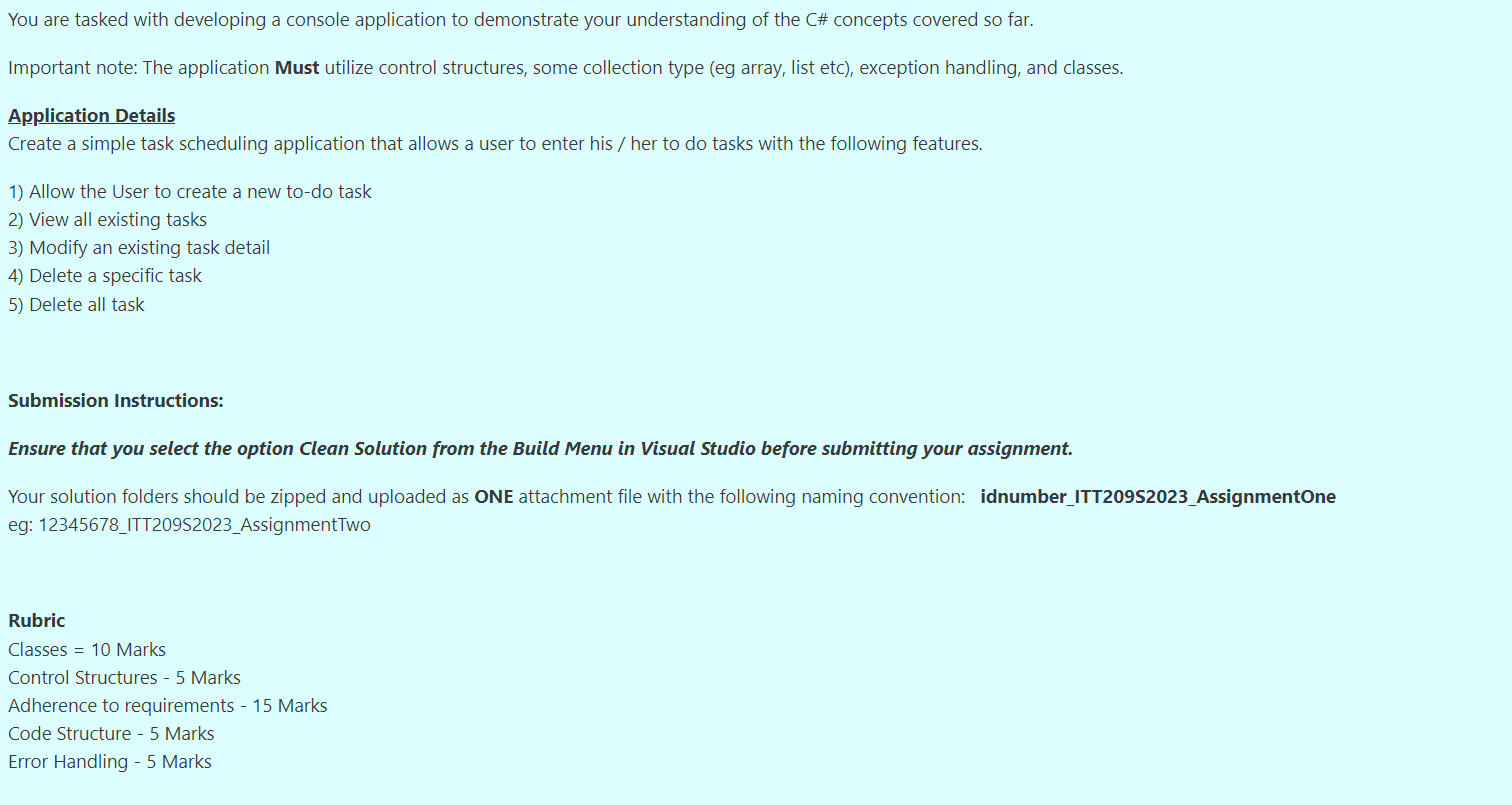 Solved You are tasked with developing a console application | Chegg.com