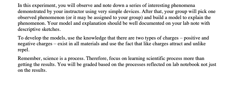 Experiment 3: Building a Testable Model: Electroscope | Chegg.com
