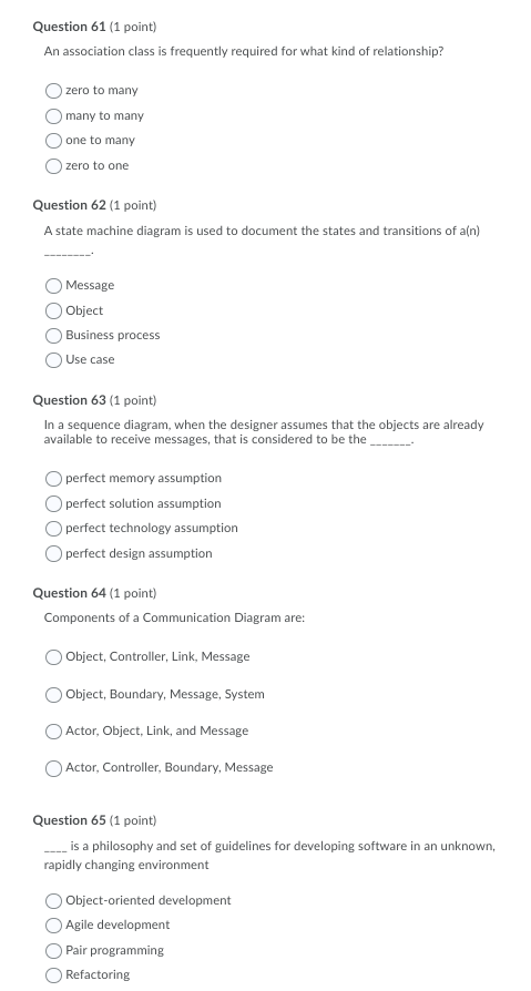 Solved Question 61 (1 point) An association class is | Chegg.com