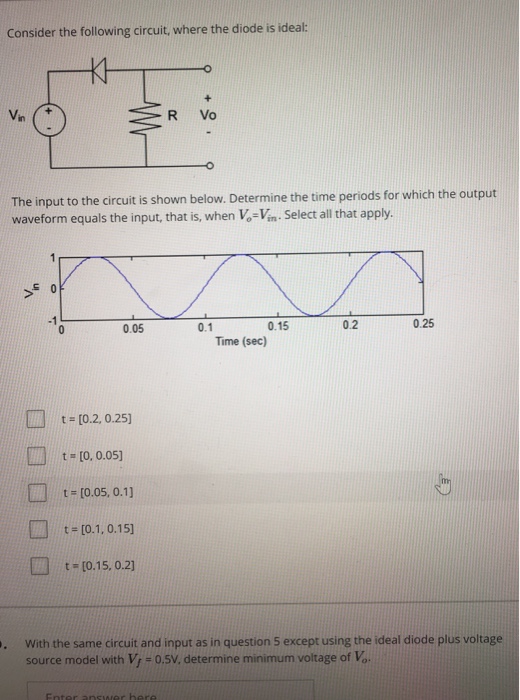 Solved Consider the following circuit, where the diode is | Chegg.com