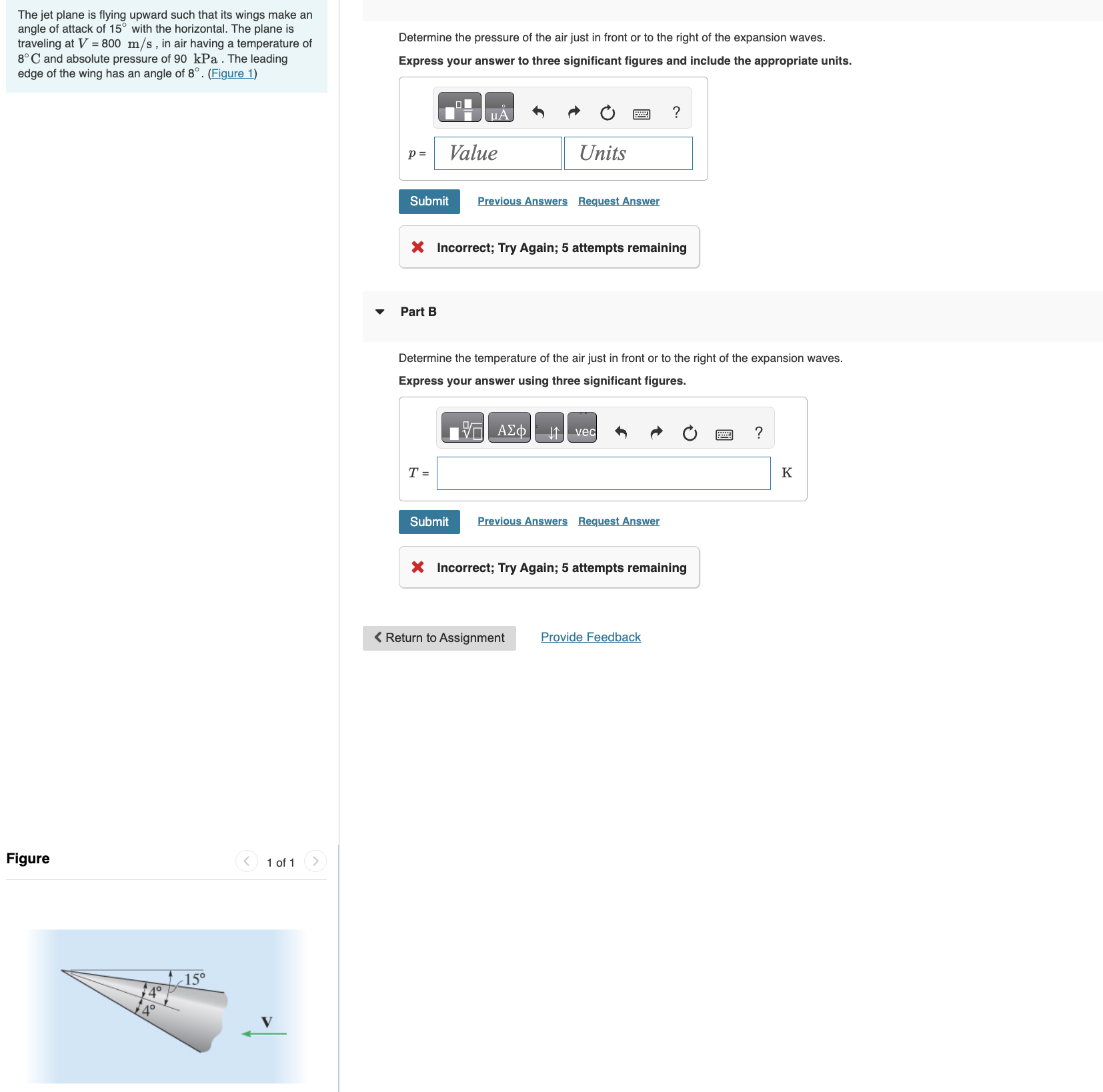 Solved angle of attack of \( 15^{\circ} \) ﻿with the | Chegg.com