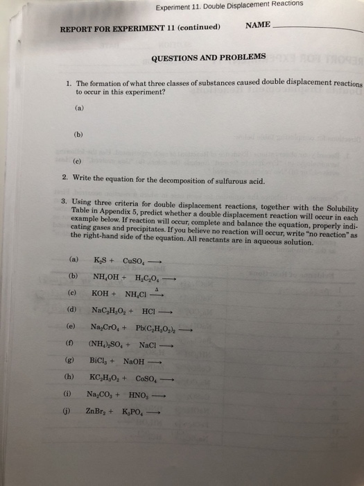 Solved NAME REPORT FOR EXPERIMENT 11 SECTION DATE INSTRUCTOR | Chegg.com Solved NAME REPORT FOR EXPERIMENT 11 SECTION DATE INSTRUCTOR | Chegg.com