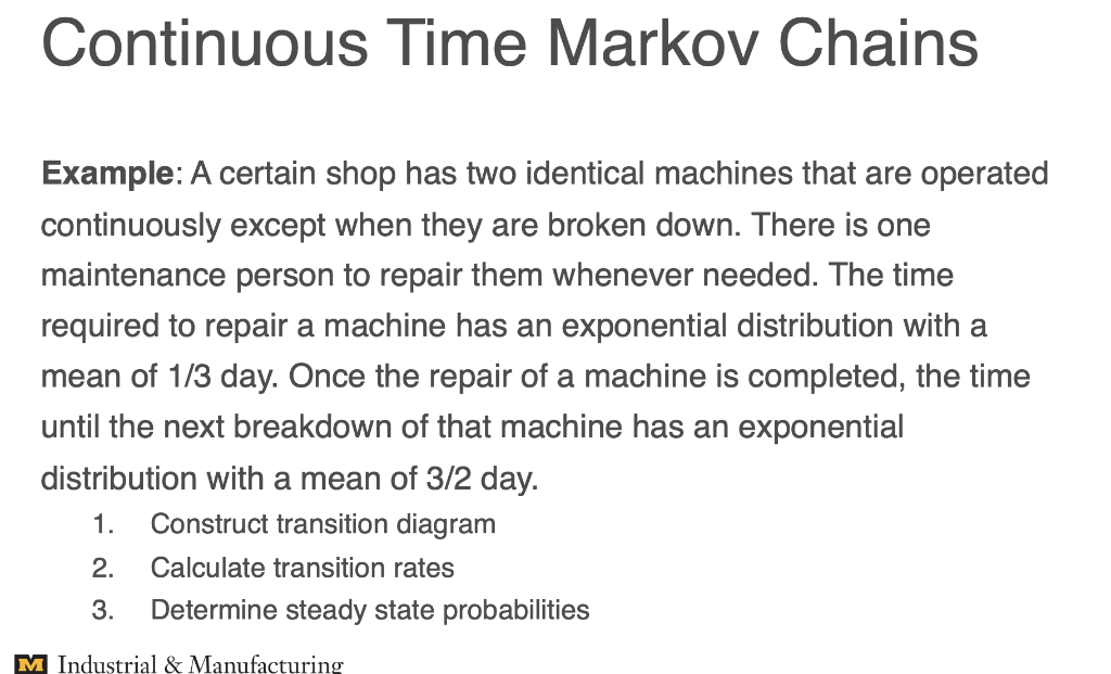 Solved Continuous Time Markov Chains Example: A certain shop | Chegg.com