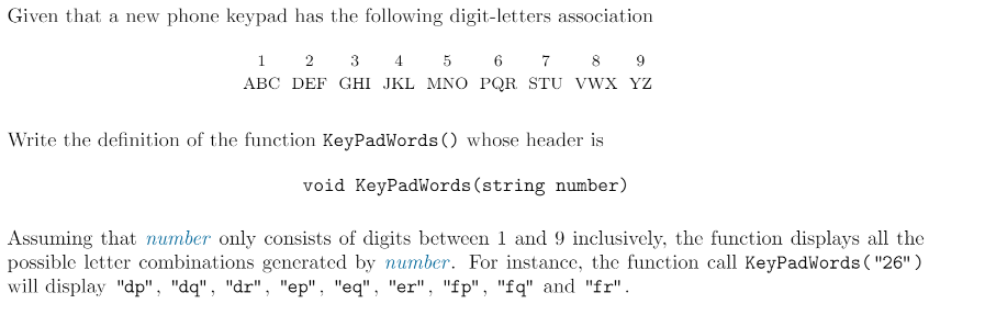 Solved Given that a new phone keypad has the following | Chegg.com