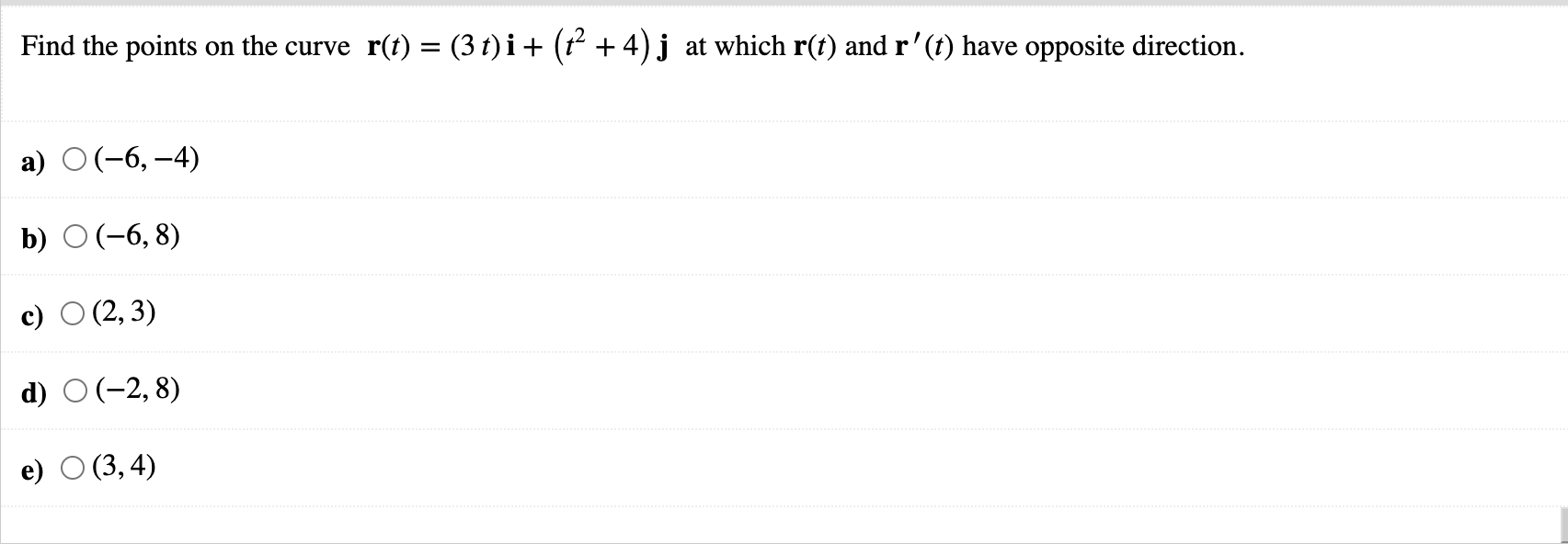 Solved Find the points on the curve r(t)=(3t)i+(t2+4)j at | Chegg.com