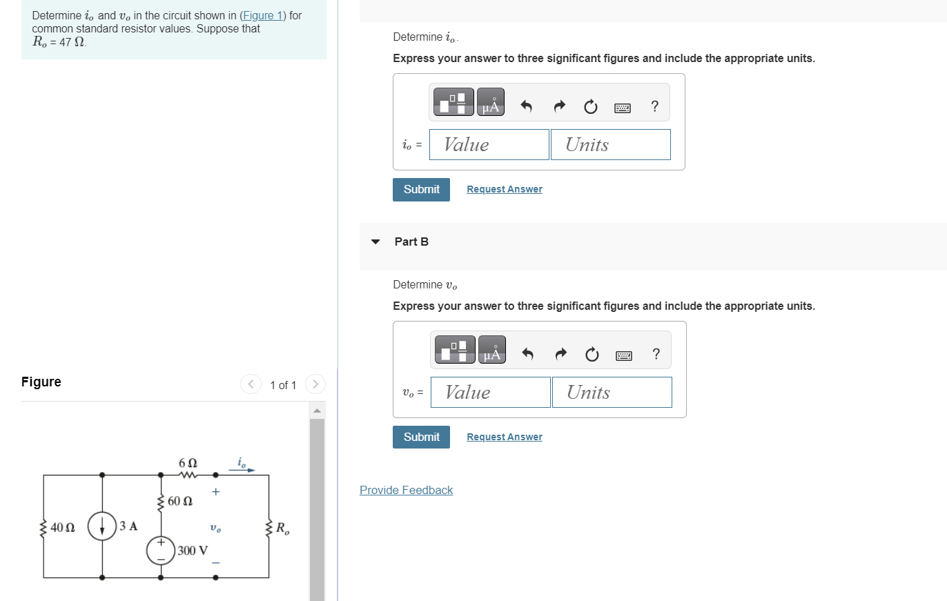 Solved Determine io and vo in the circuit shown in (Figure | Chegg.com