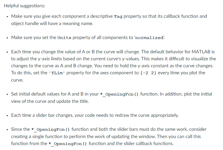Solved Byou will create a GUI program, Lab2.m, that allows a | Chegg.com