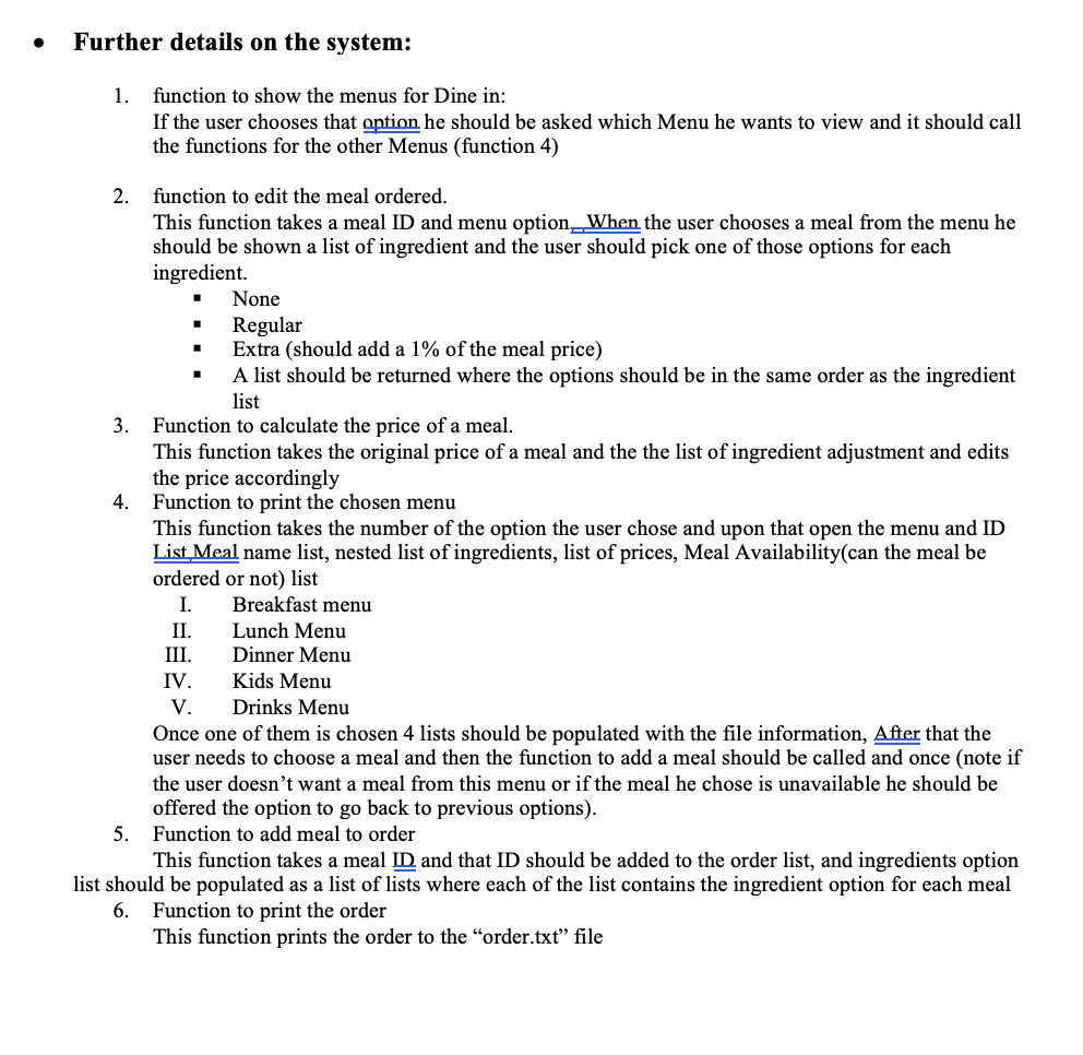 Solved A restaurant has information about its menu and its | Chegg.com