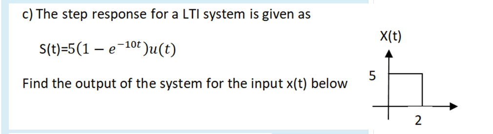 Solved c) ﻿The step response for a LTI system is given | Chegg.com