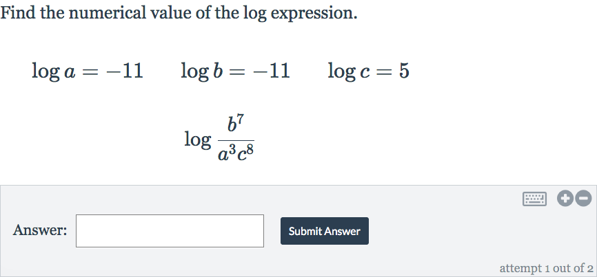 Solved Find the numerical value of the log expression. log a | Chegg.com