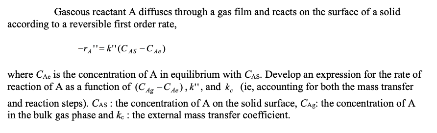 Solved Gaseous reactant A diffuses through a gas film and | Chegg.com