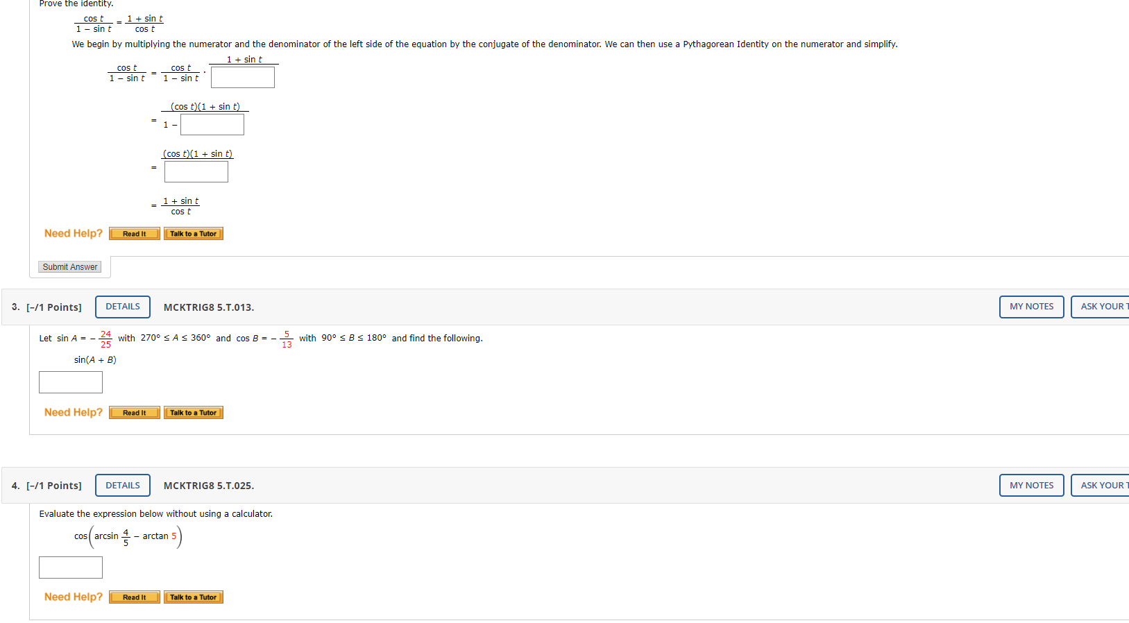 Solved Prove the identity. cost - 1 + sint 1 - sint cost We | Chegg.com