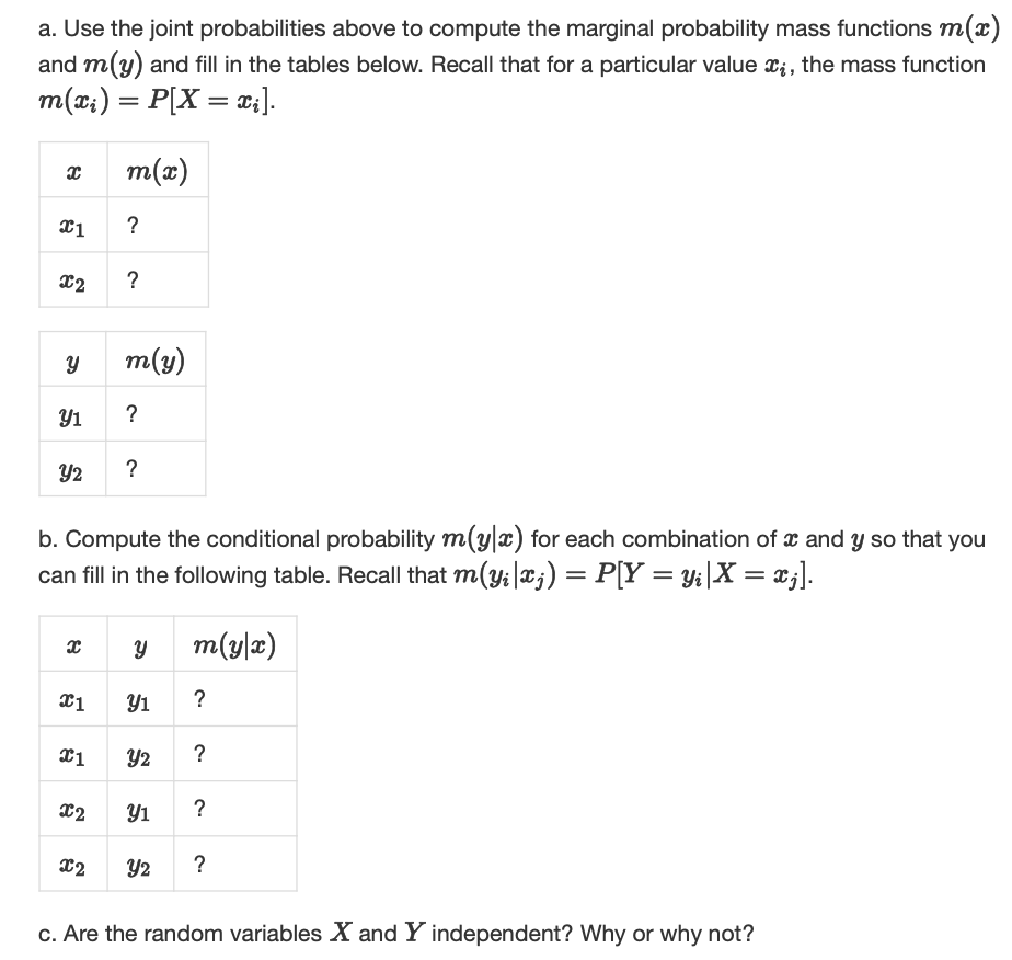 Solved Consider Two Random Variables X And Y With Samples 1416