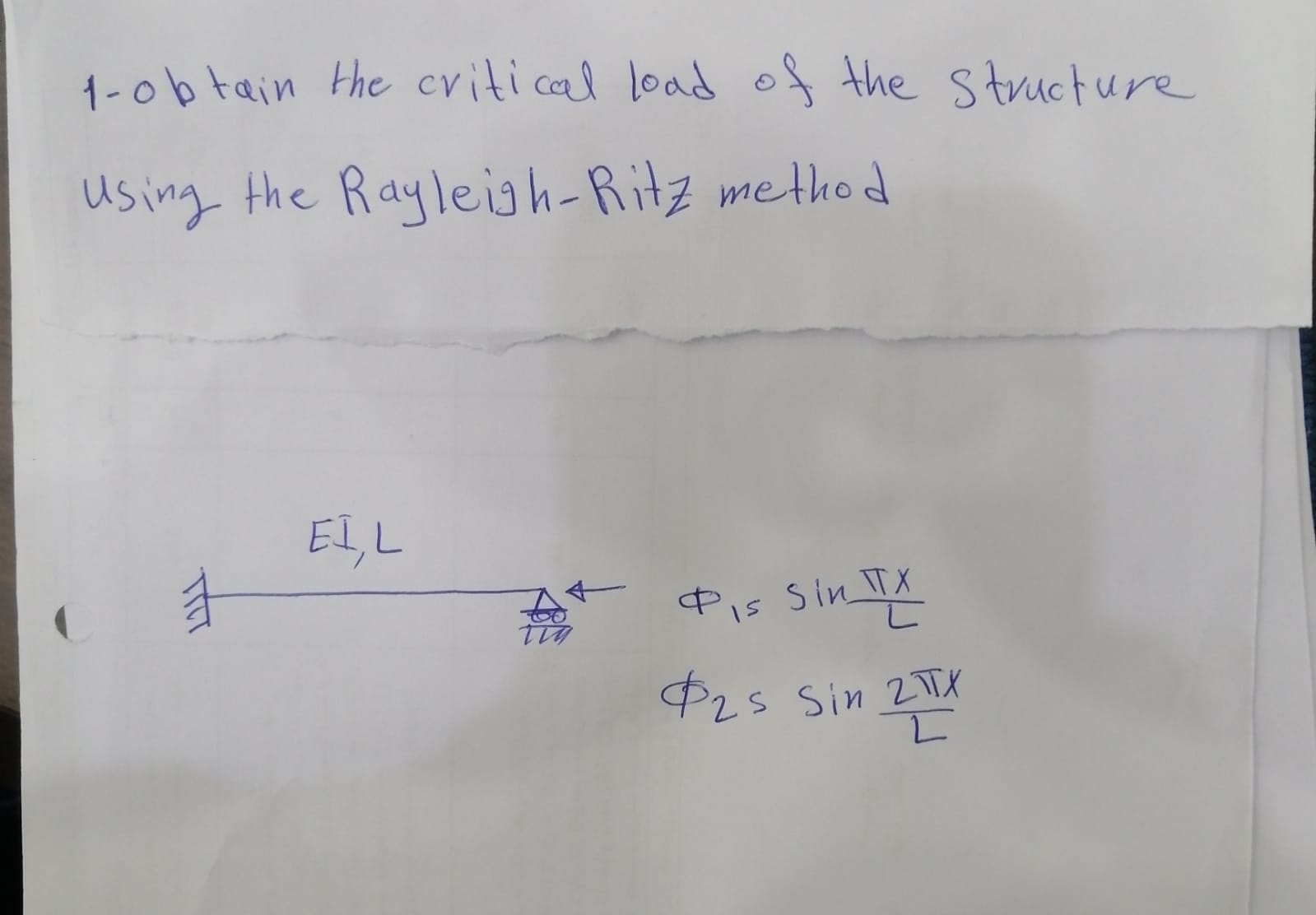 Solved Obtain the critical load of the following structure | Chegg.com