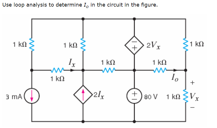 Solved Use loop analysis to determine Io in the circuit in | Chegg.com