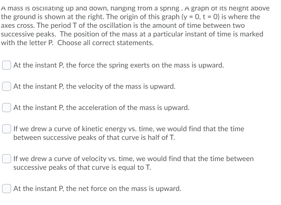 Solved A mass is Oscillating up and down, hanging from a | Chegg.com