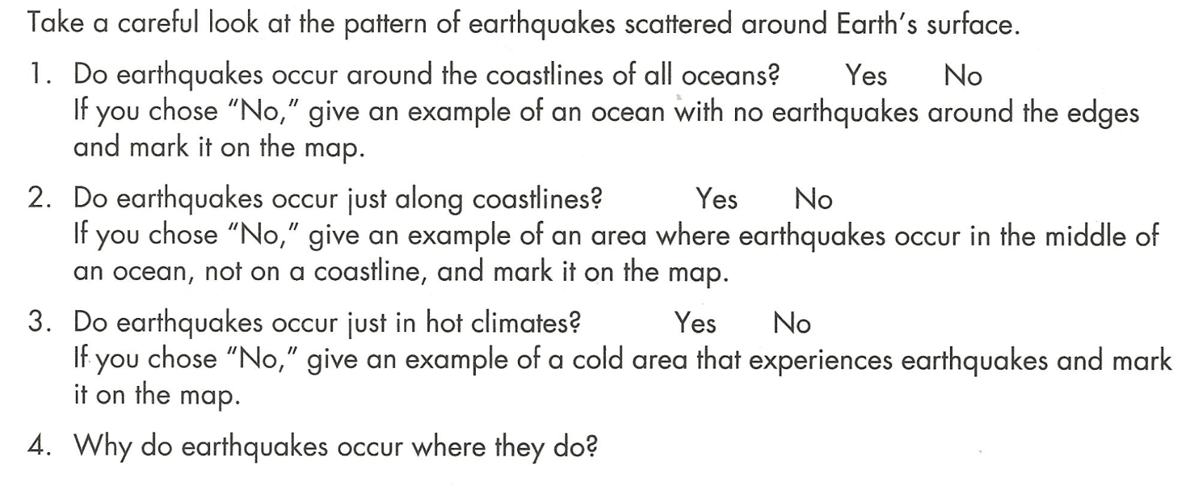 Solved Take a careful look at the pattern of earthquakes | Chegg.com