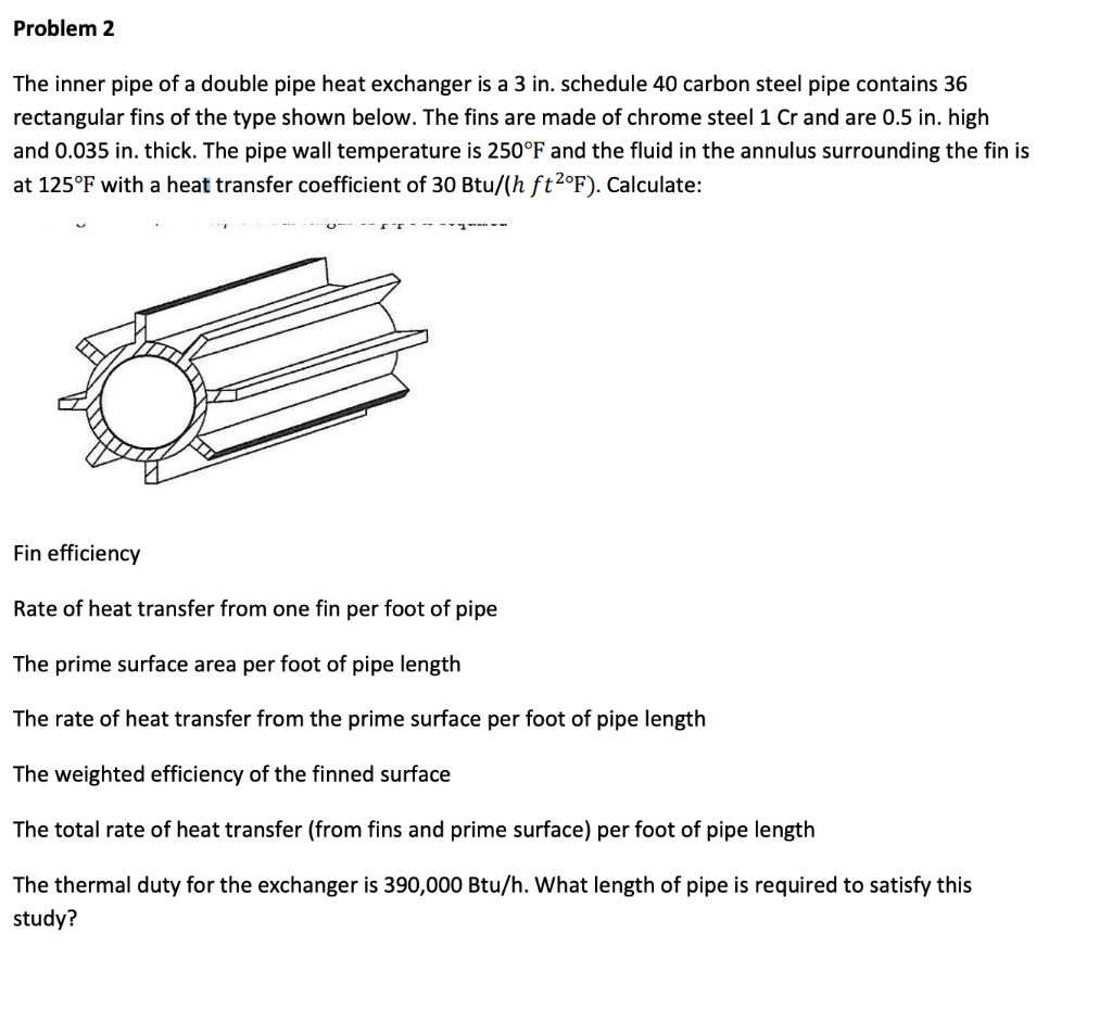 Problem 2 The Inner Pipe Of A Double Pipe Heat Chegg