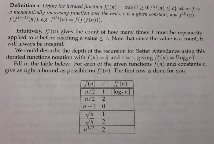 Solved PROBLEM 2 Iterated Functions When solving recurrence | Chegg.com