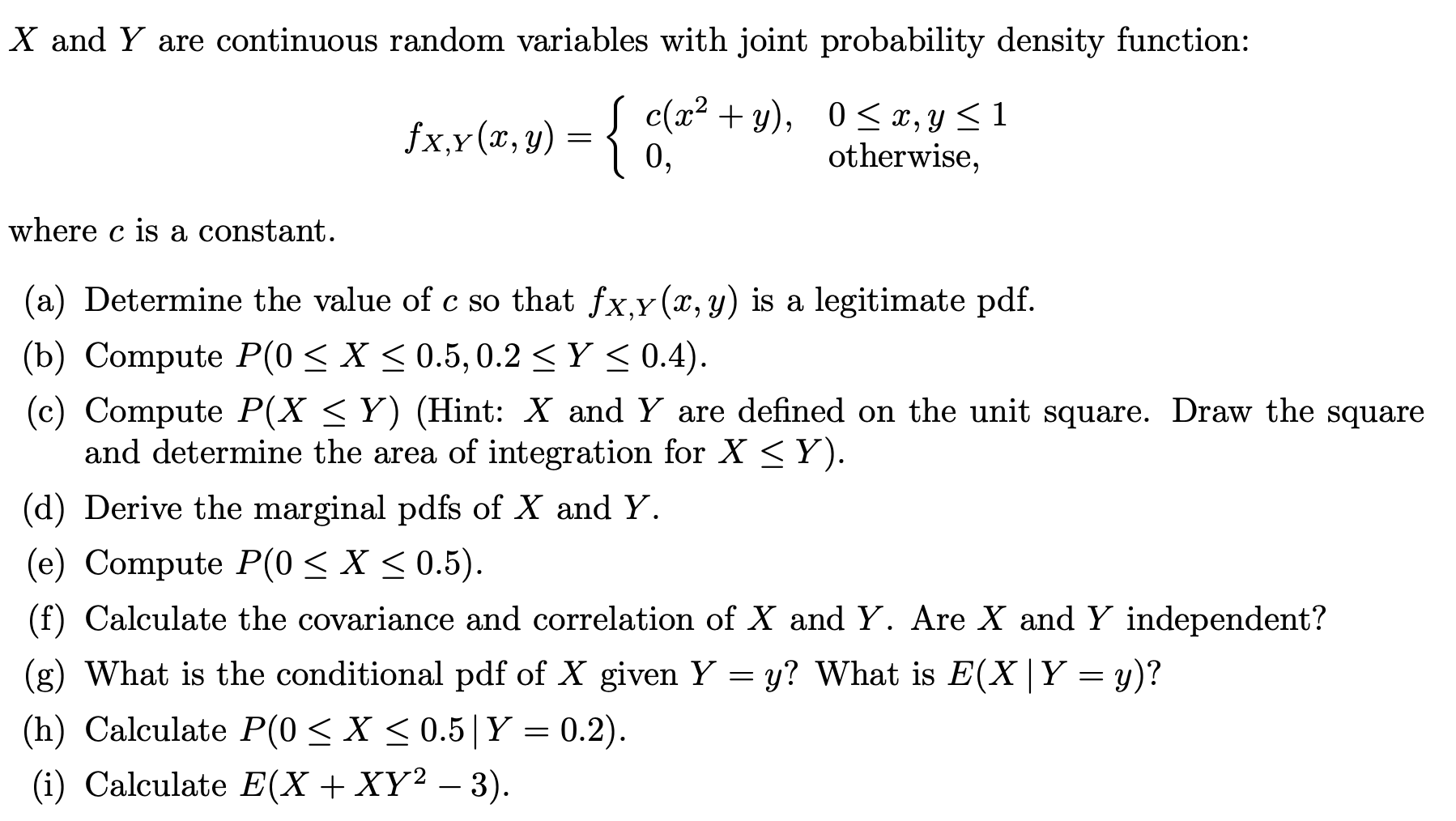 Solved X and Y are continuous random variables with joint | Chegg.com