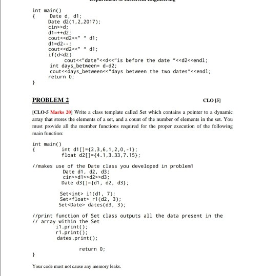 PROBLEM 1 CLO [3] [CLO-3 Marks 30] Develop a class | Chegg.com