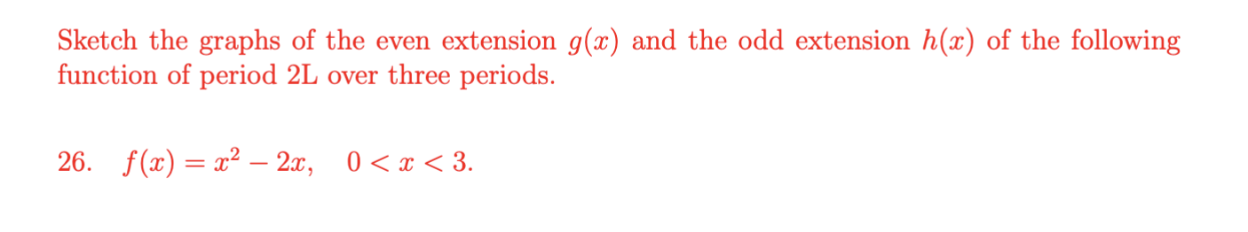 Sketch the graphs of the even extension g(x) and the | Chegg.com
