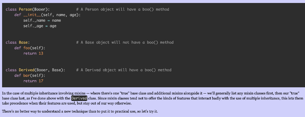 Background: What is a mixin class? One of the main | Chegg.com