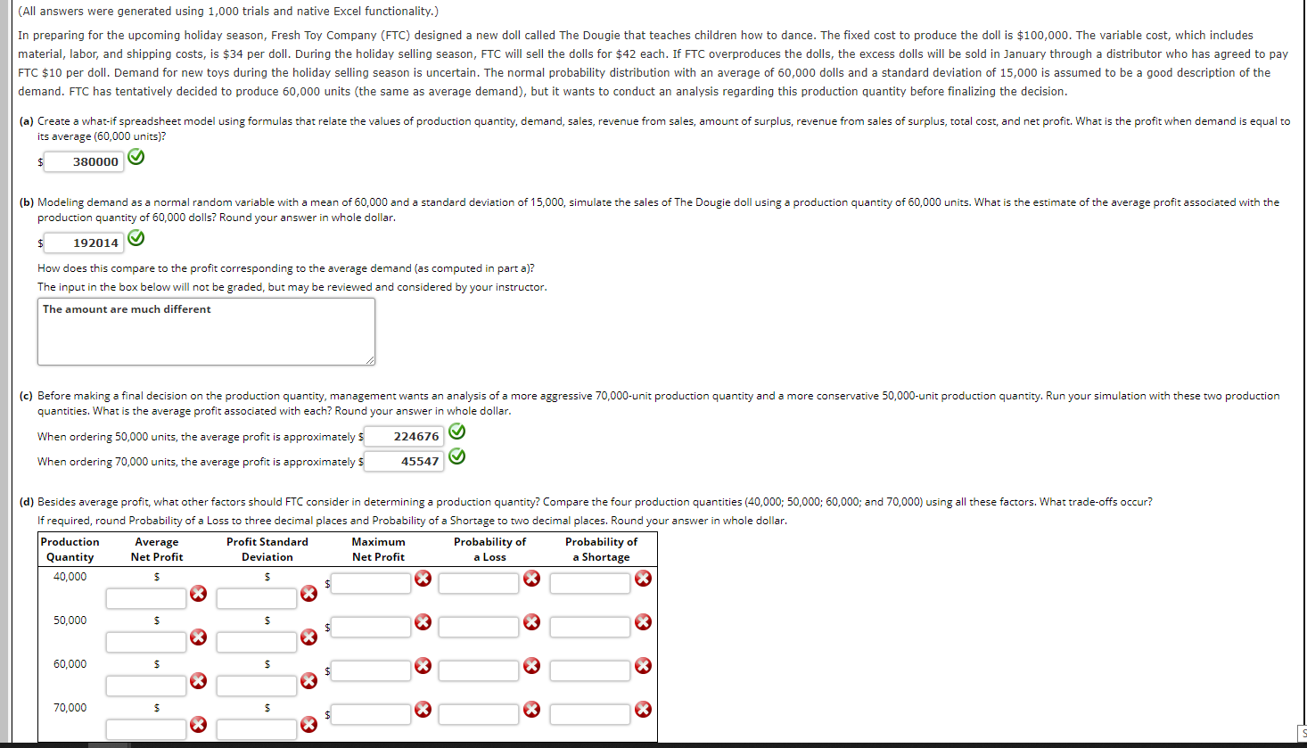 Solved (All answers were generated using 1,000 trials and | Chegg.com
