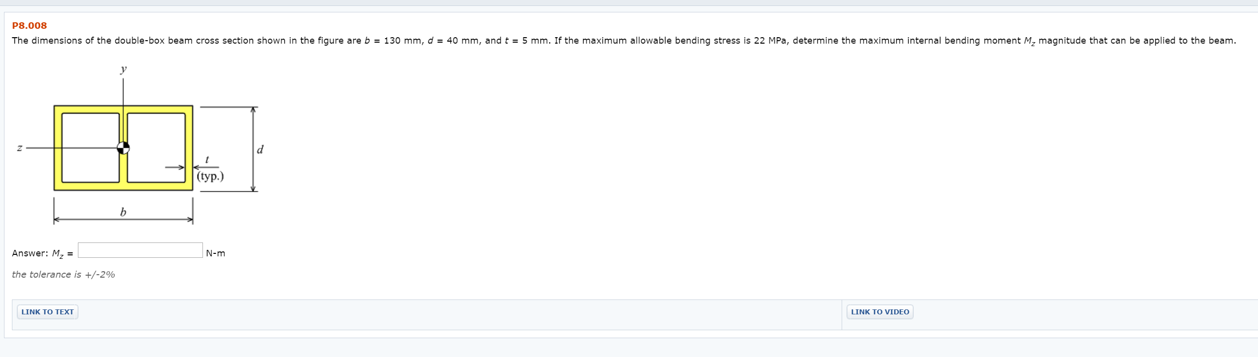 Solved P8.008 The dimensions of the double-box beam cross | Chegg.com