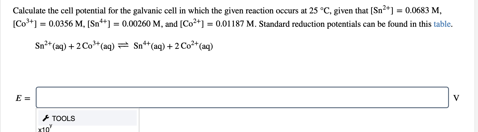 Solved Calculate the cell potential for the galvanic cell in | Chegg.com