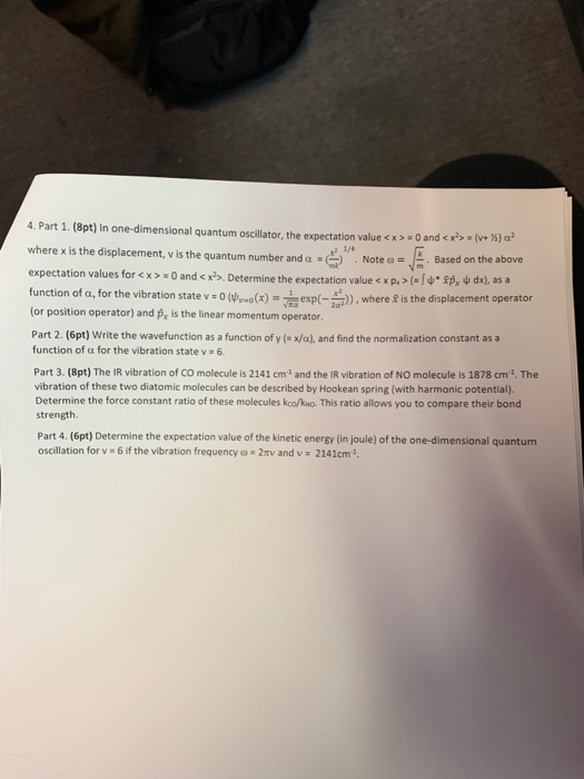 Solved 4.Part 1. (8pt) In one-dimensional quantum | Chegg.com