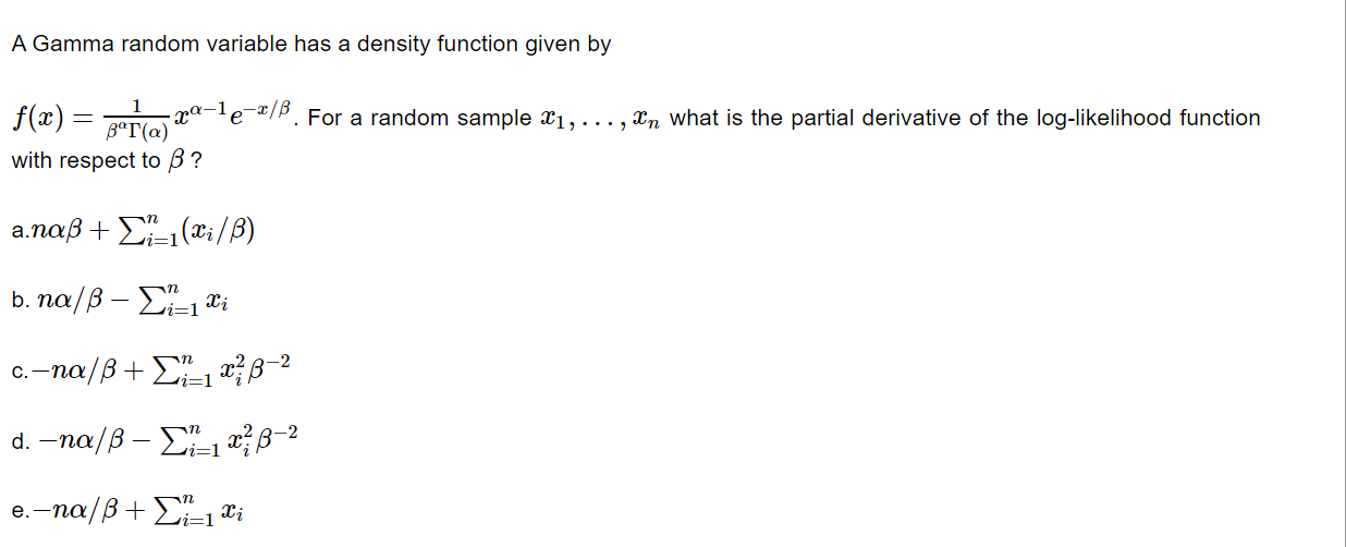 Solved A Gamma random variable has a density function given | Chegg.com