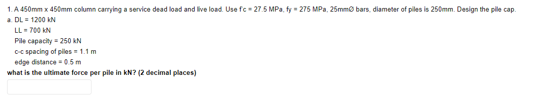 Solved 1. A 450mm x 450mm column carrying a service dead | Chegg.com