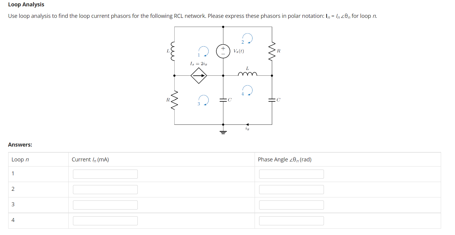 Solved w = 210 krad/s Vs(t) = 10cos(wt) V R = 10 kohm C = | Chegg.com