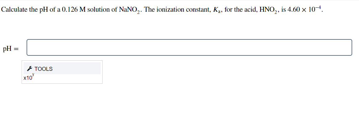 Solved Calculate the pH of a 0.126M solution of NaNO2. The | Chegg.com