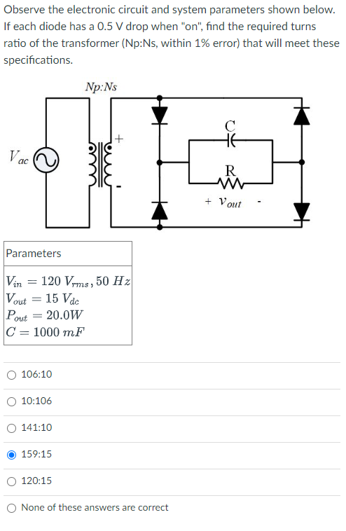 Solved Observe the electronic circuit and system parameters | Chegg.com