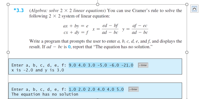 Solved CI *3.3 (Algebra: solve 2 x 2 linear equations) You | Chegg.com