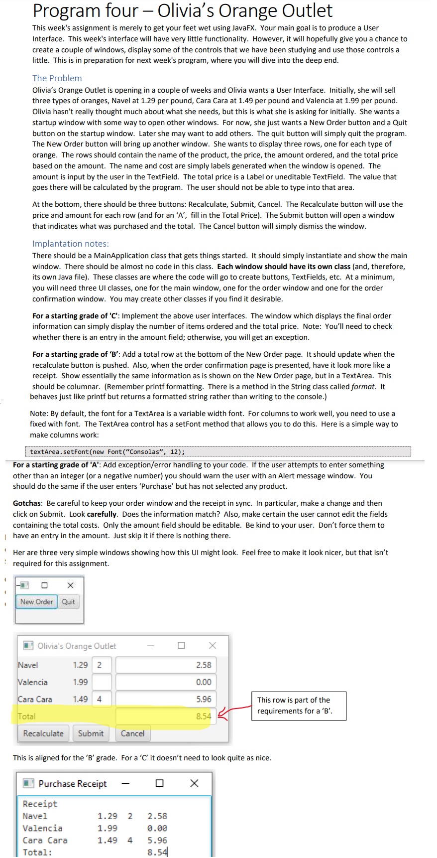 Solved Program four - ﻿Olivia's Orange OutletThis week's | Chegg.com