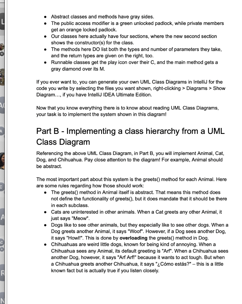 Part A - Reading UML Class Diagrams UML stands for | Chegg.com