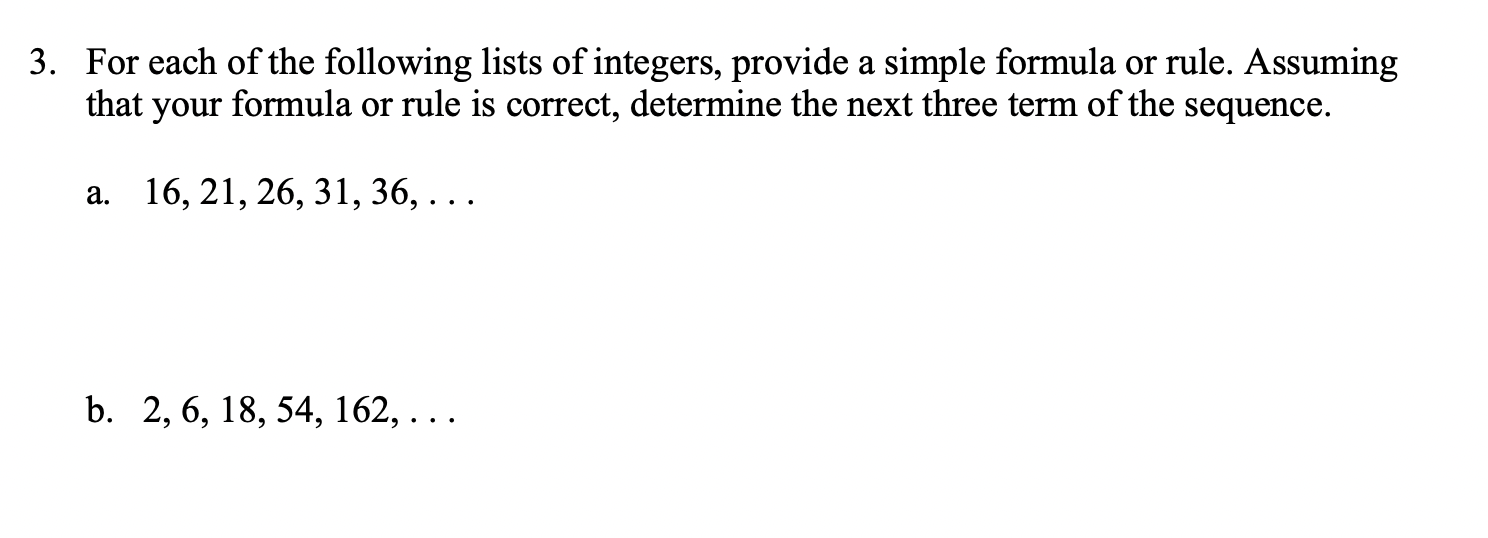 Solved 3. For each of the following lists of integers, | Chegg.com