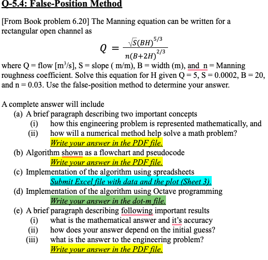 Solved 0-5.4: False-Position Method [From Book problem 6.20] | Chegg.com