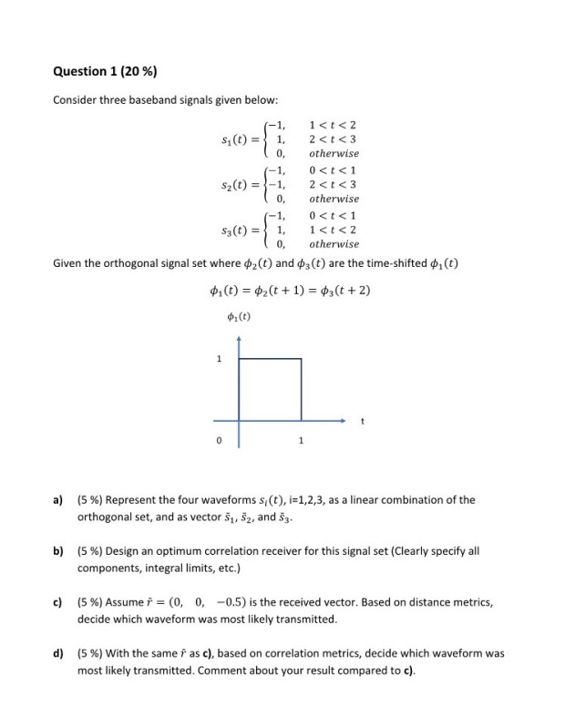 Solved Consider three baseband signals given below: | Chegg.com