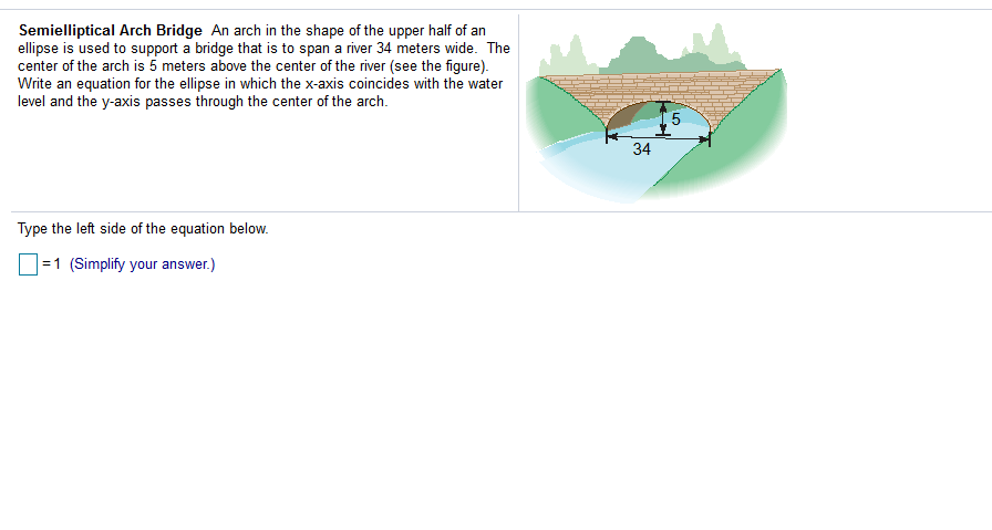Solved Semielliptical Arch Bridge An arch in the shape of | Chegg.com